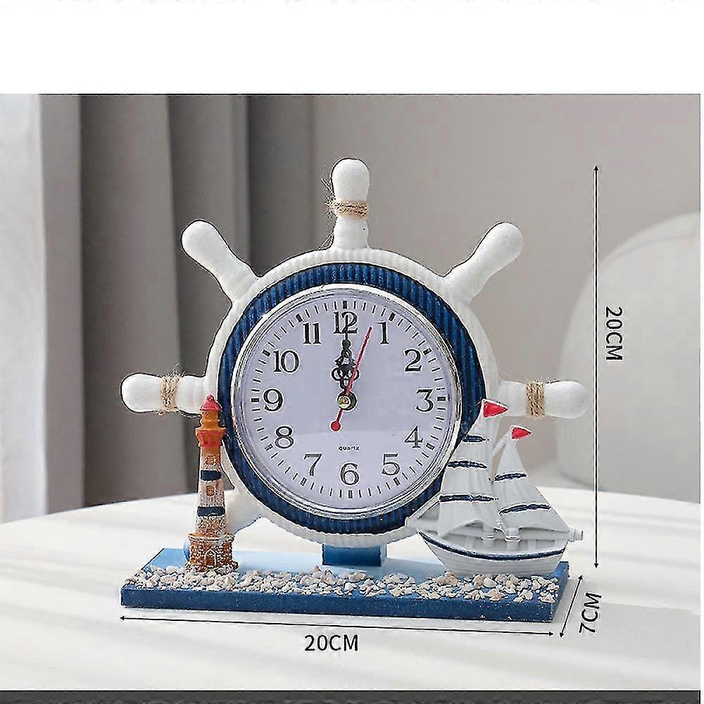 Mike Mediterranean-style Nautical Silent Tabletop Clock Wooden Clock ...