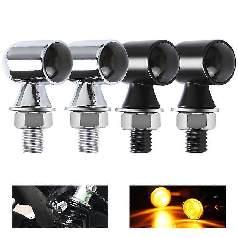 Aluminium Motorcycle led Turn Signal Light Black/Chrome Amber flasher ...