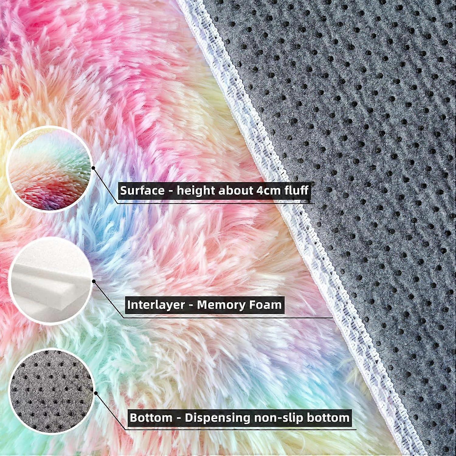 Fluffy Faux Fur Floor Rug Fluffy Gradient Rug Decorative Floor Mat for ...