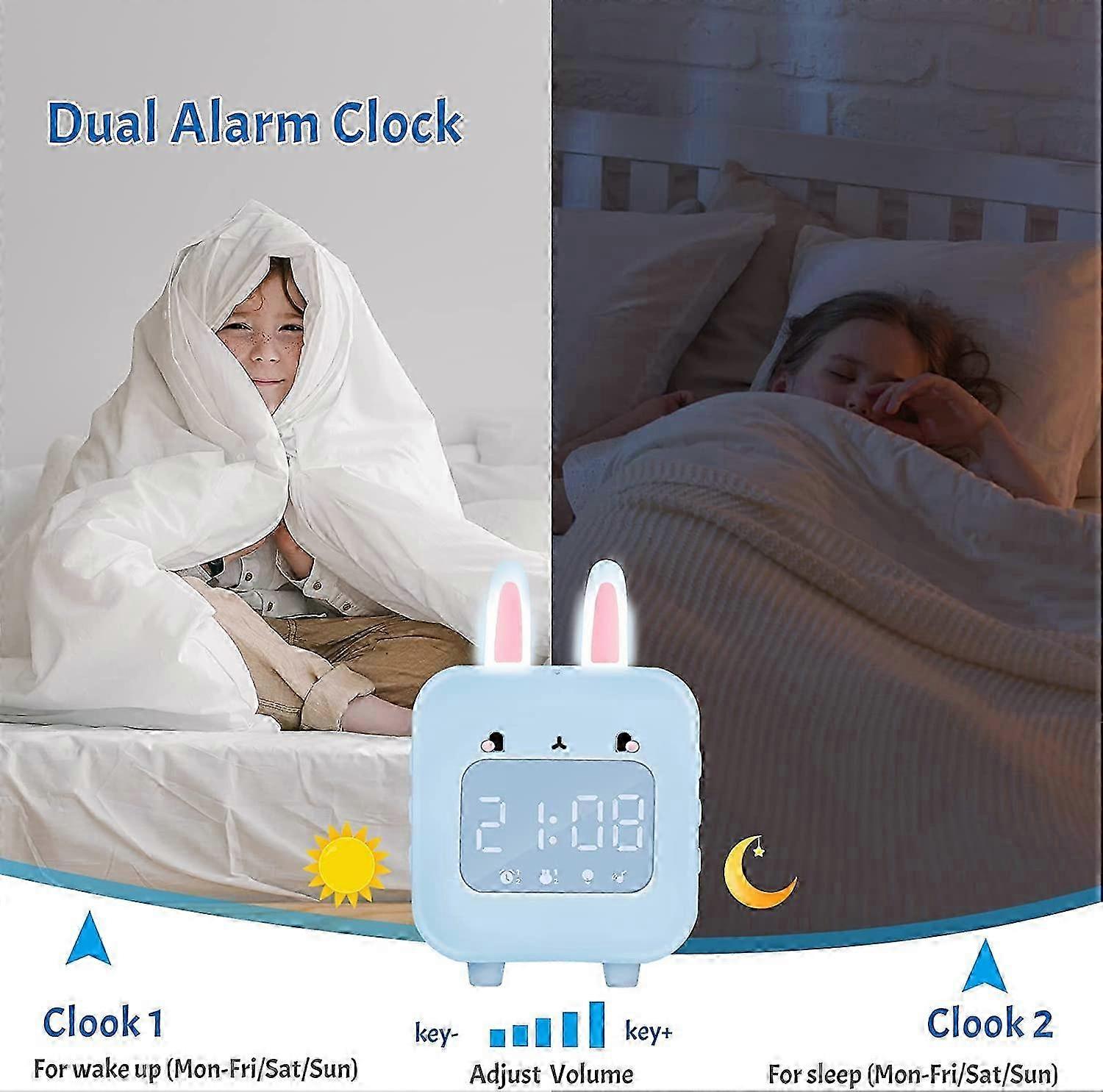 Kids Alarm Clock Boys with Bunny. Digital Wake Clock for Girls Bedroom ...