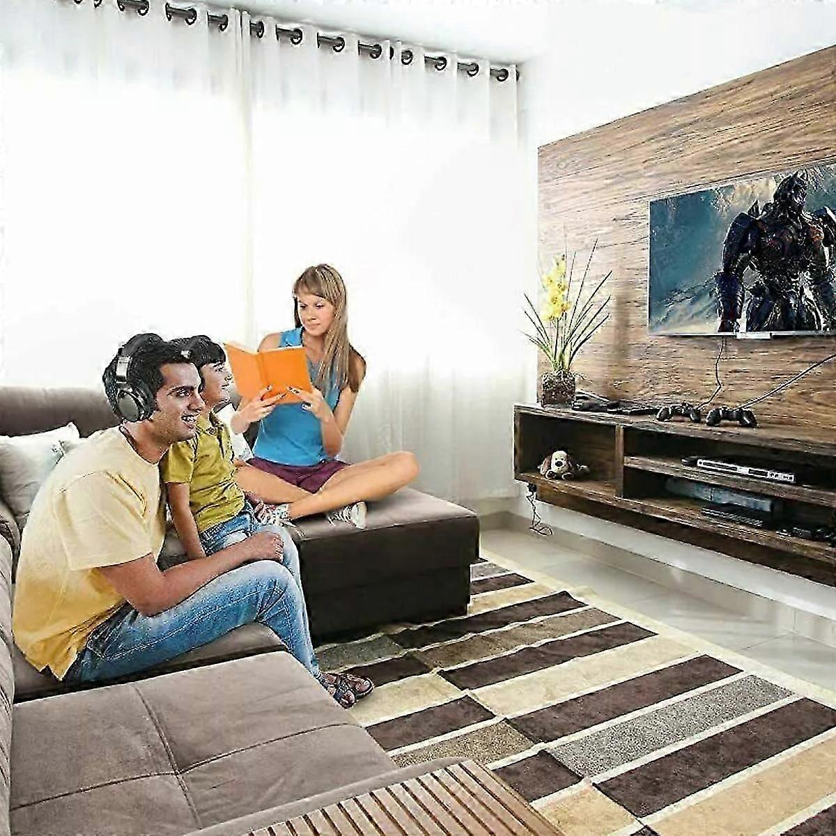 Draadloze tv-hoofdtelefoon met 2.4G digitale RF-zender, draadloze over ...