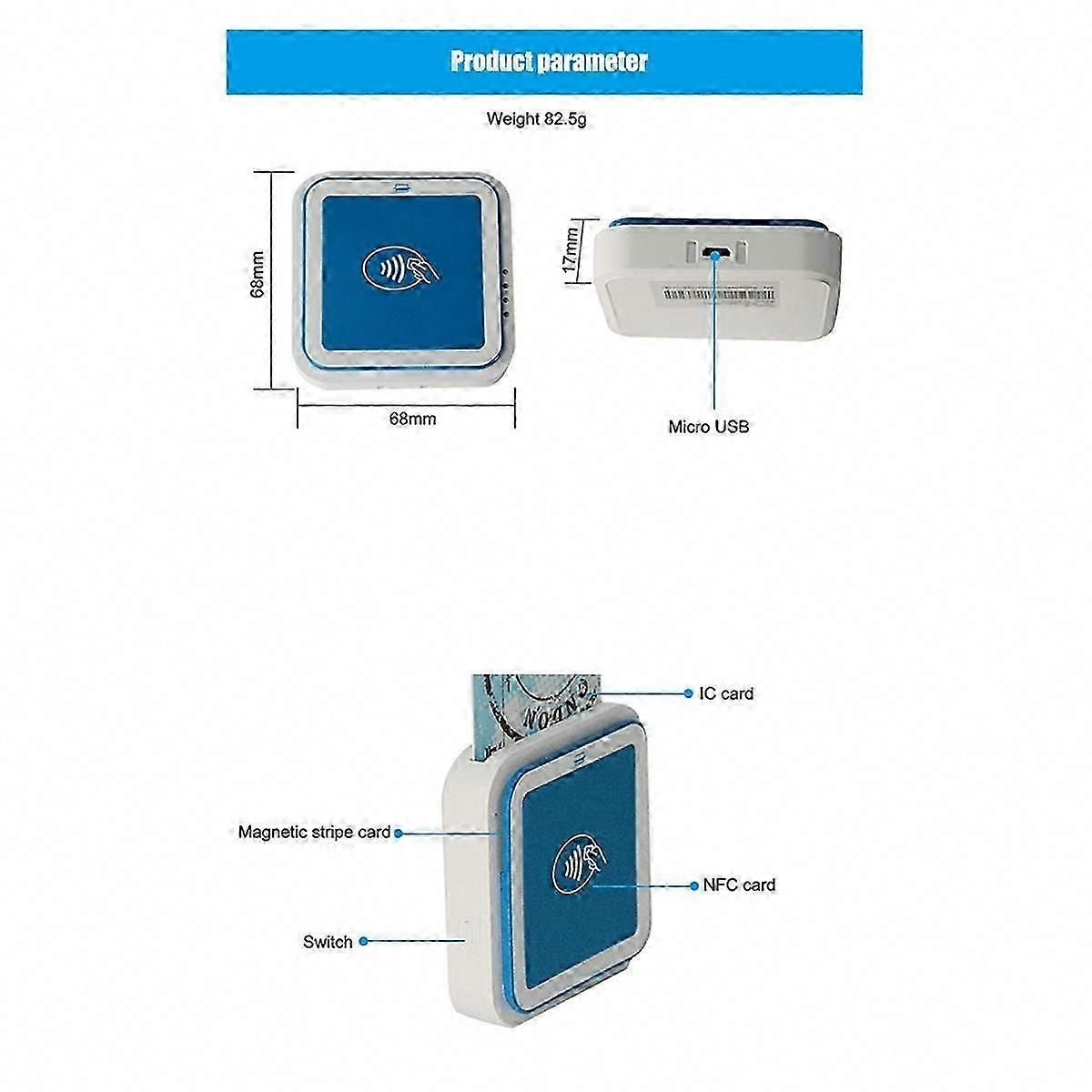 VISA Master Credit Card Reader Writer EMV Chip Bluetooth MPOS Terminal ...