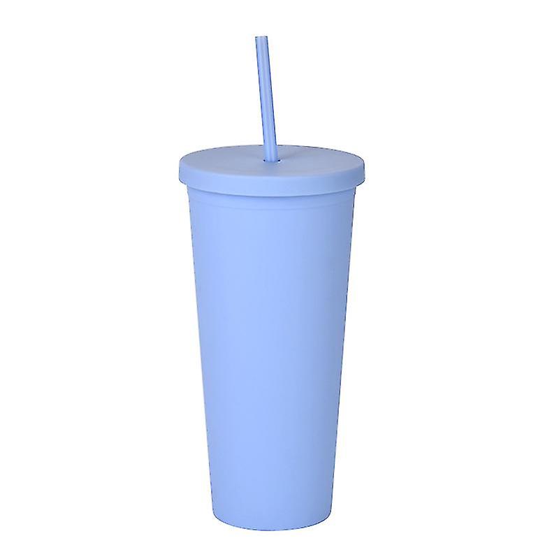Double-layer Plastic Straw Cup 22oz Large Capacity Outdoor Frosted ...