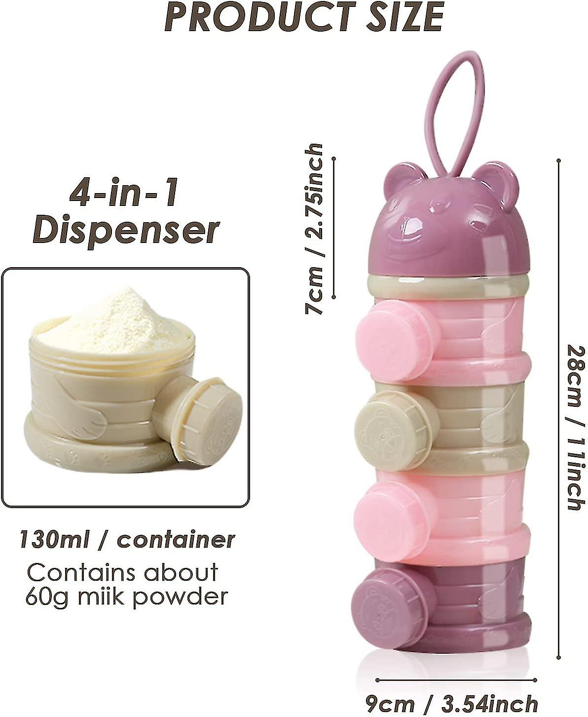 Wabjtam Baby Dispenser 4 Compartments Baby Dispenser Formula Milk Powder Dosing Box Dispenser ...