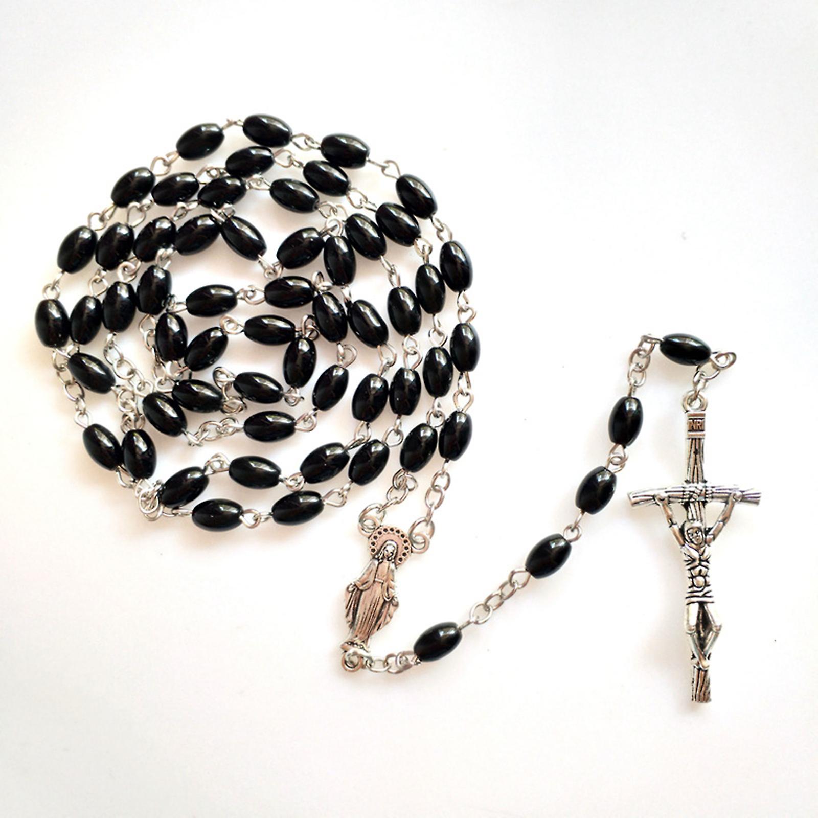 Rosary Beads Necklace With Crucifix And Jesus Medal Catholic Rosaries ...