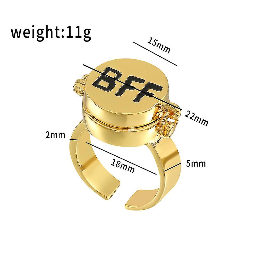 2pcs Spongebob Bff Rings For 2 Best Friends Cute Anime Rings For ...