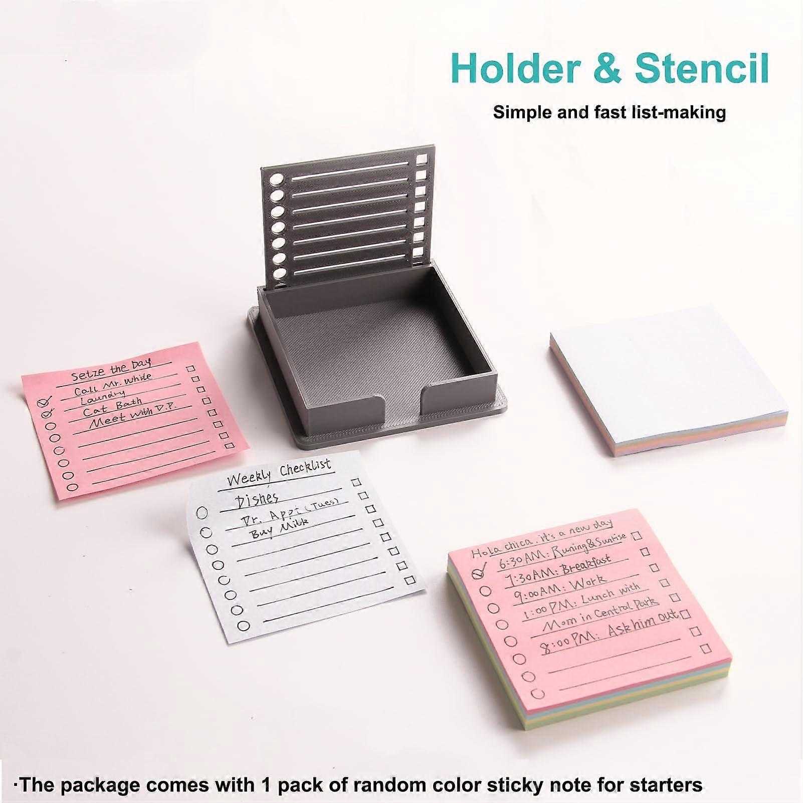 Grey Note Template, Sticky Note Holder with Stencil, Sticky Note ...