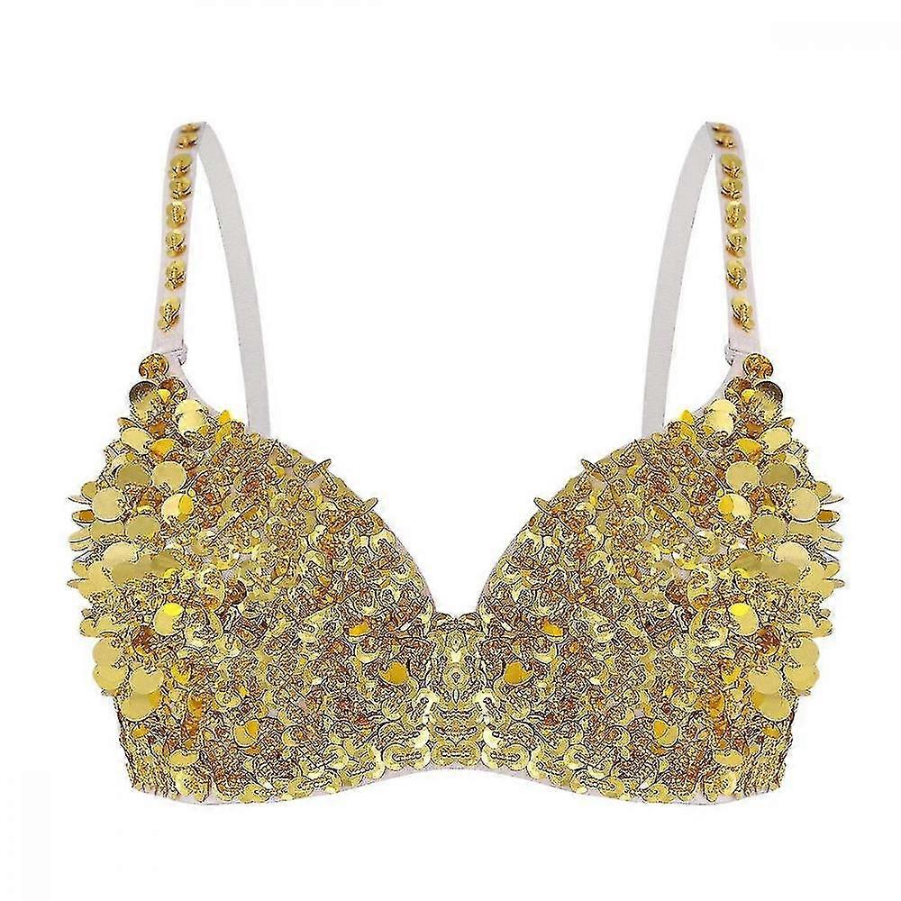 Women's Glitter Sparkle Belly Beaded Sequined Bra Top Zte | Fruugo UK