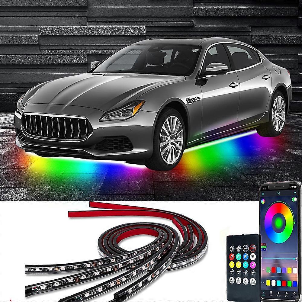 Neon LED RGB Car Underglow Bottom Light Remote/APP Control Flexible ...