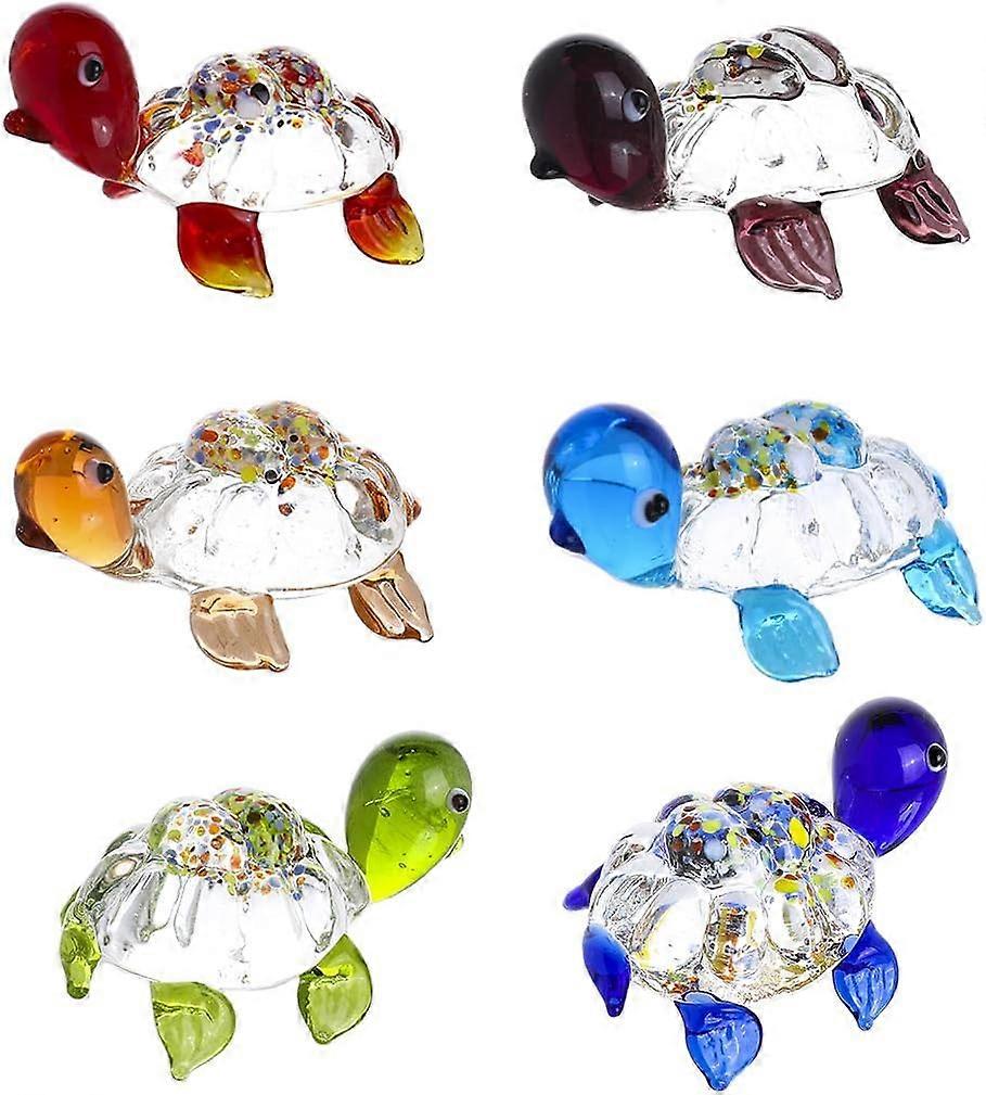 Glass Blown Turtle Figurines Crystal Home Decor Set of 6 Small Animal ...
