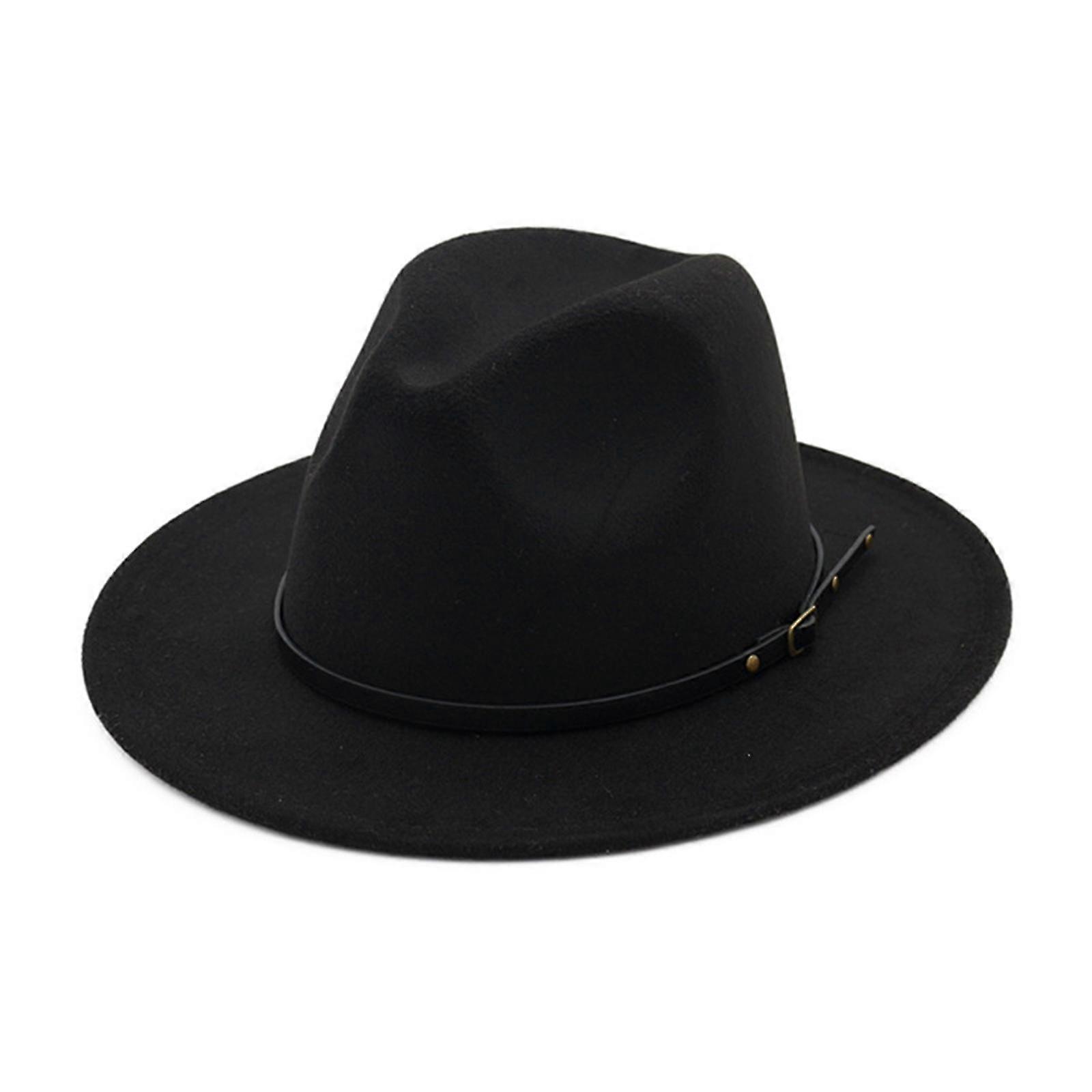 Women's Simple Top Hat Wool Felt Outback Hat British Style Headgear ...