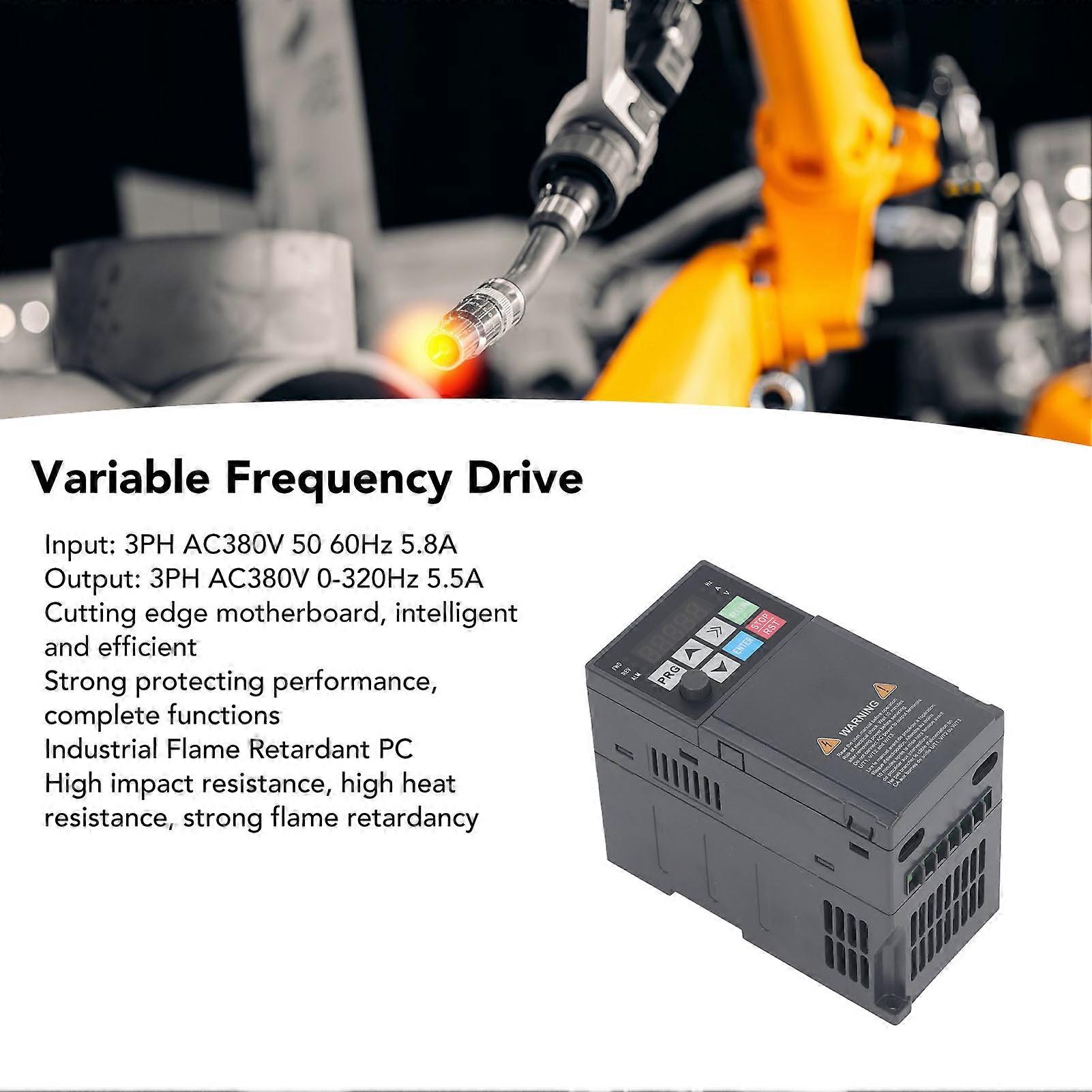 Variable Frequency Drive 2.2KW 3 Phase AC380V 50 60Hz Input AC380V 0320Hz Output Vector ...