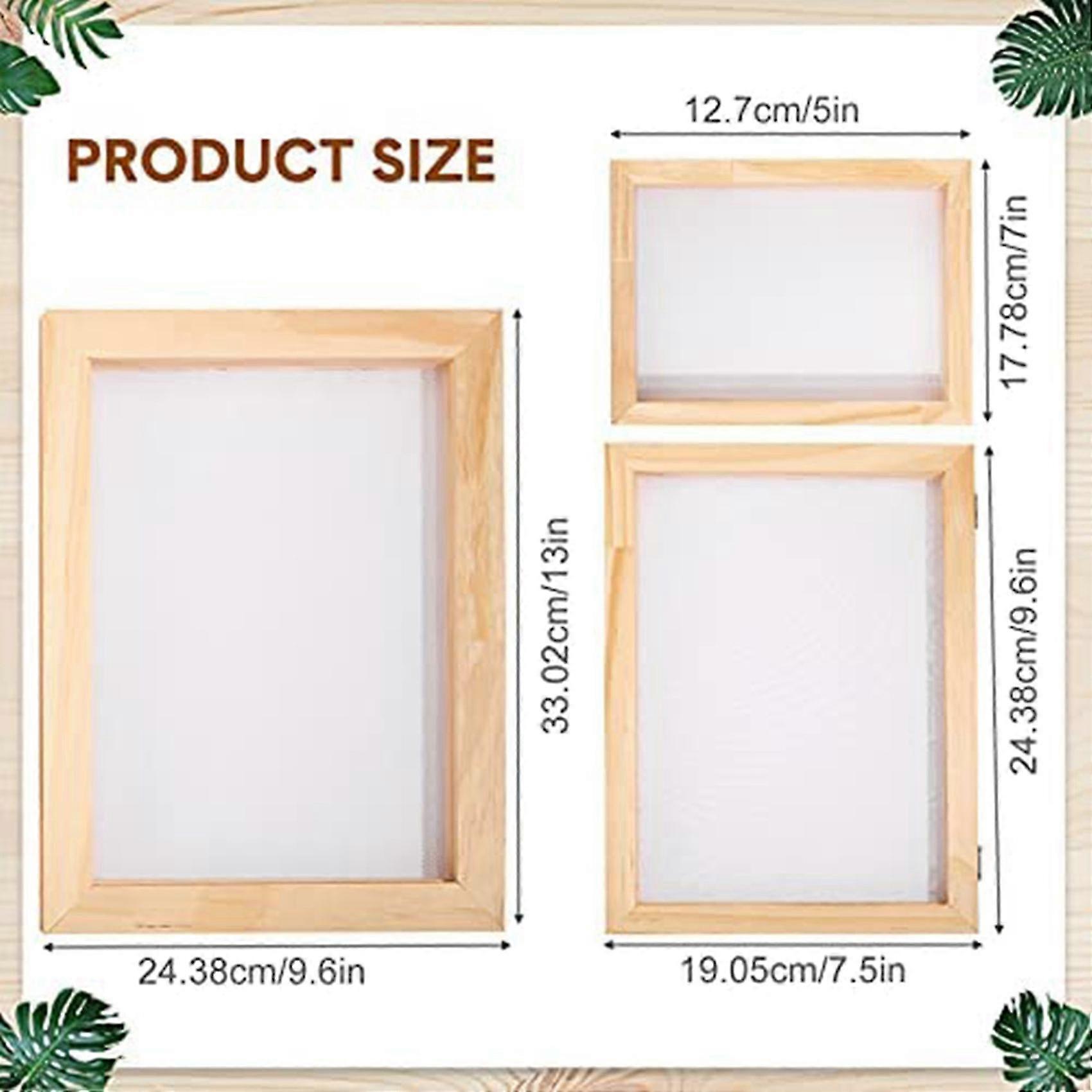 3 Pieces Paper Wooden Paper Mold Making Screen Kit 3 Size Frames For ...