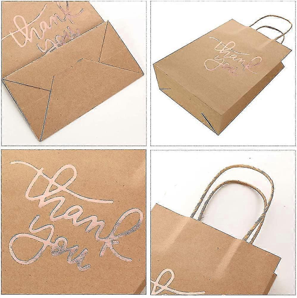 12 Paper Bags With Handles - Kraft Paper Bags With Thank You Font, For ...
