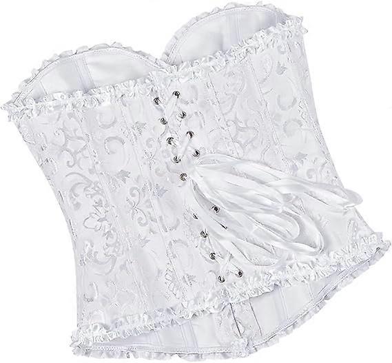 Women's Overbust Sweetheart Lace Up Plastic Bones Corset Bustier Top ...