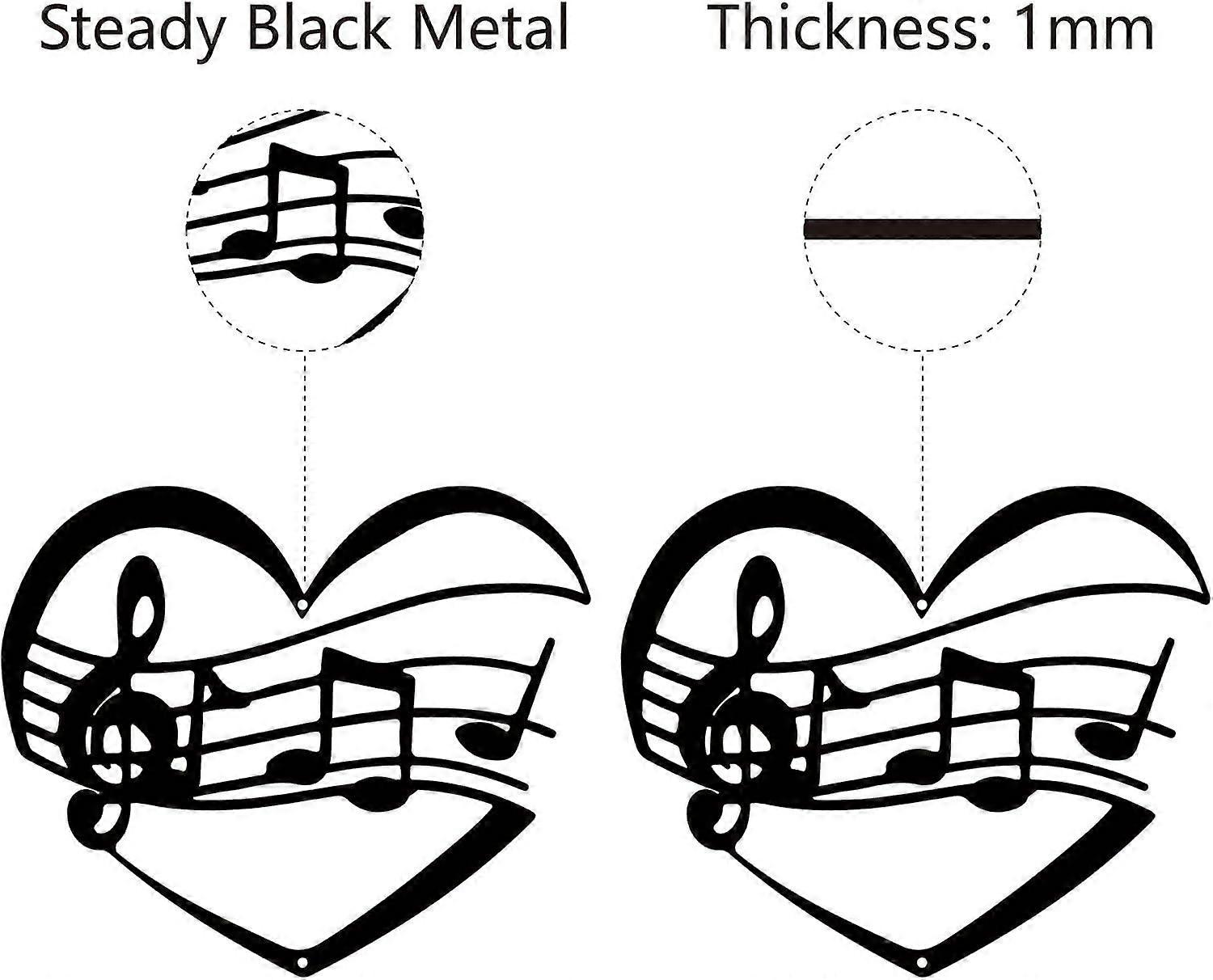 Music Note Metal Wall Art Decor Black Wall Signs Iron Hanging Metal ...