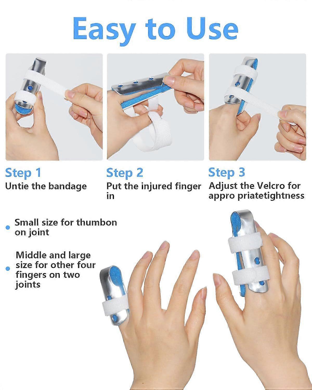 2pcs Metal Finger Splint Middle Finger, Medium Size Finger Brace ...