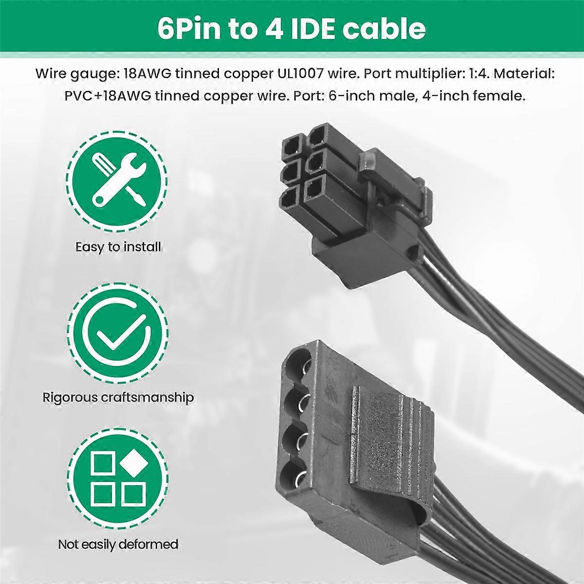 6Pin to 4 Molex Modular Power Supply Cable 6Pin to 4 IDE Cable for ...
