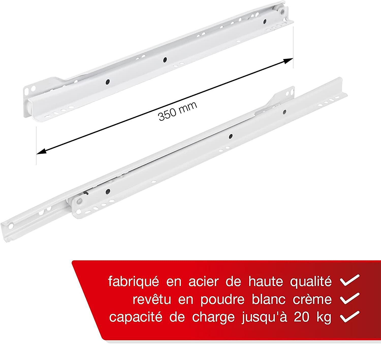 Drawer Slides 350mm - Set Of 4 Sliding Drawer Rails, In White, Partial ...