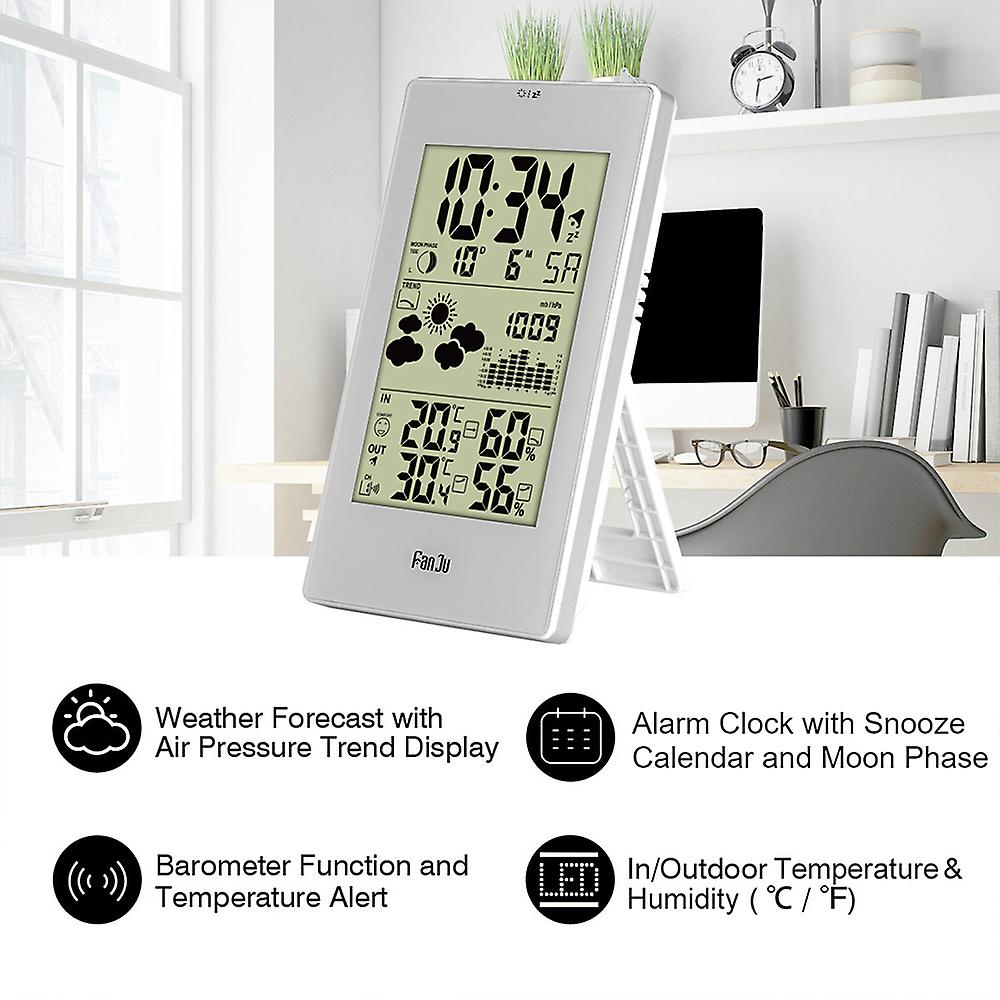 FanJu Indoor Outdoor Thermometer Hygrometer Barometer Wireless Weather ...
