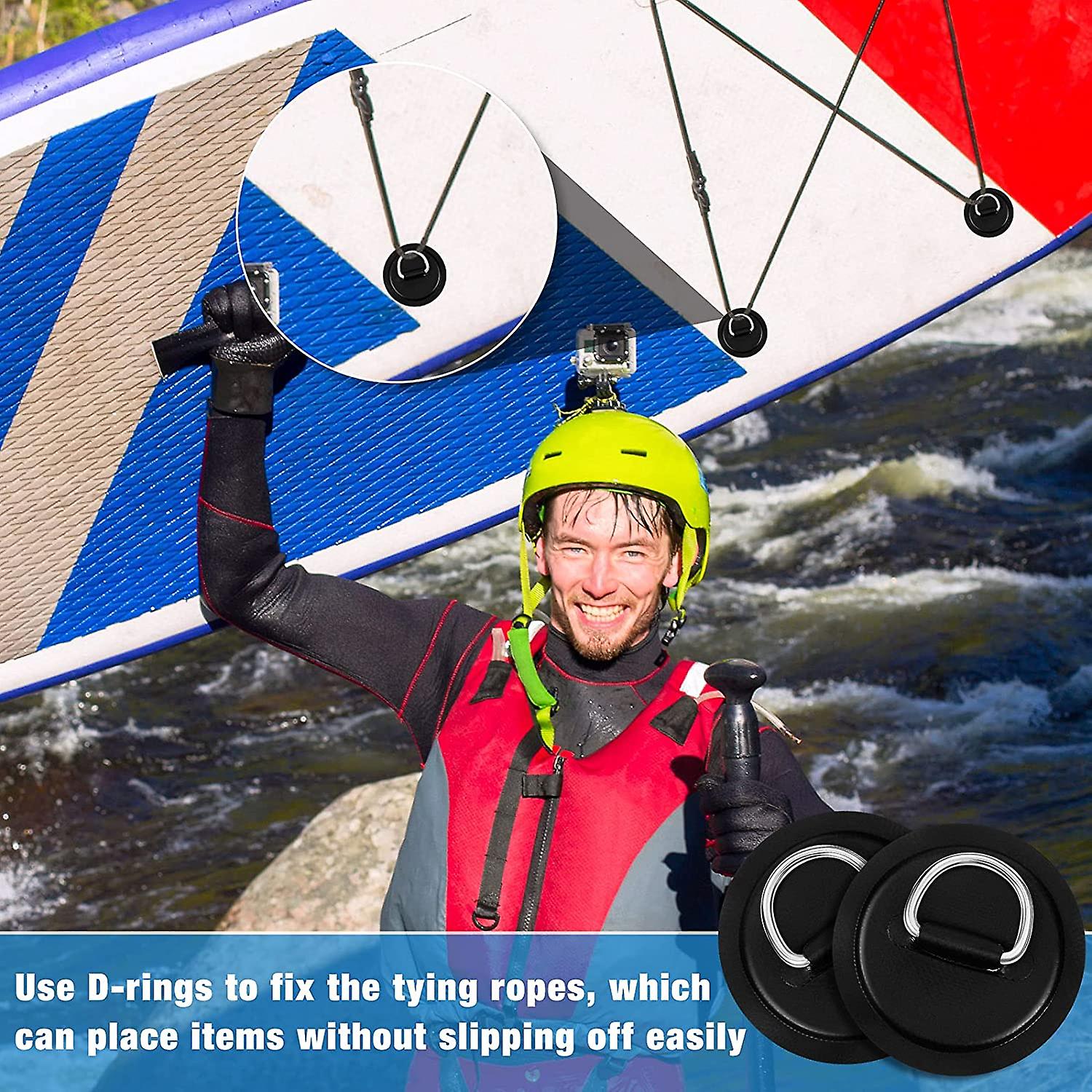 6 Pieces Stainless Steel D-Ring Pad PVC Inflatable Boat Pad Patch D ...