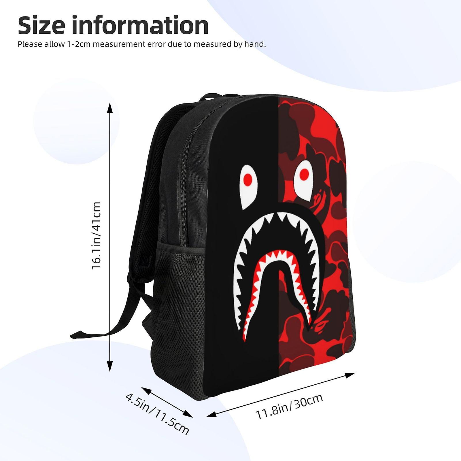 Unisex Bape Shark Camo Backpacks School Bag Bookbag Casual Daypack ...