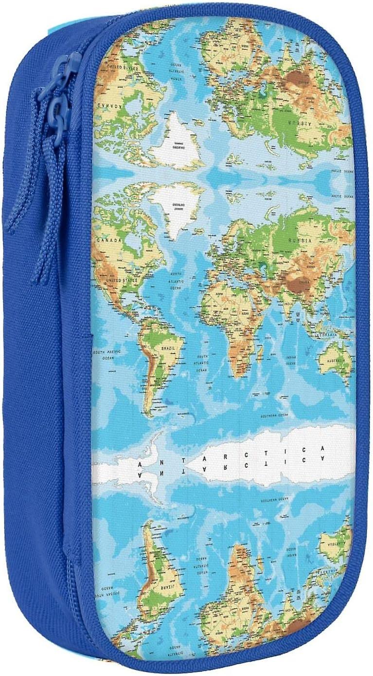 World Map Pencil Case Pouch Pen Case Simple Stationery Bag College ...