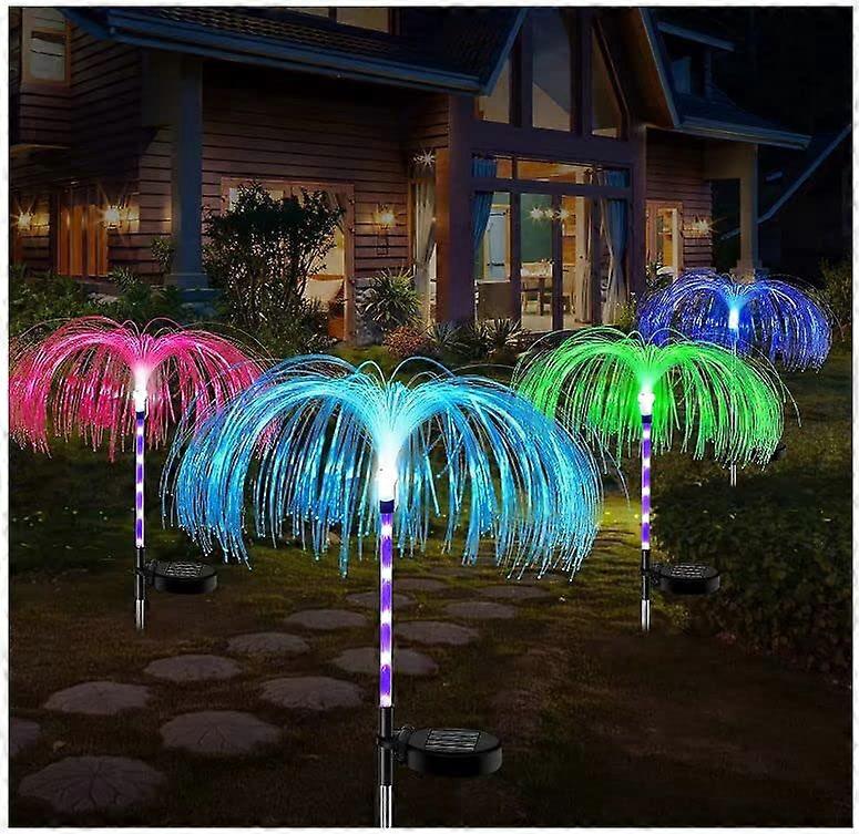 Solar Fiber Optic Jellyfish Earth Plug Light Solar Fiber Optic Lawn ...
