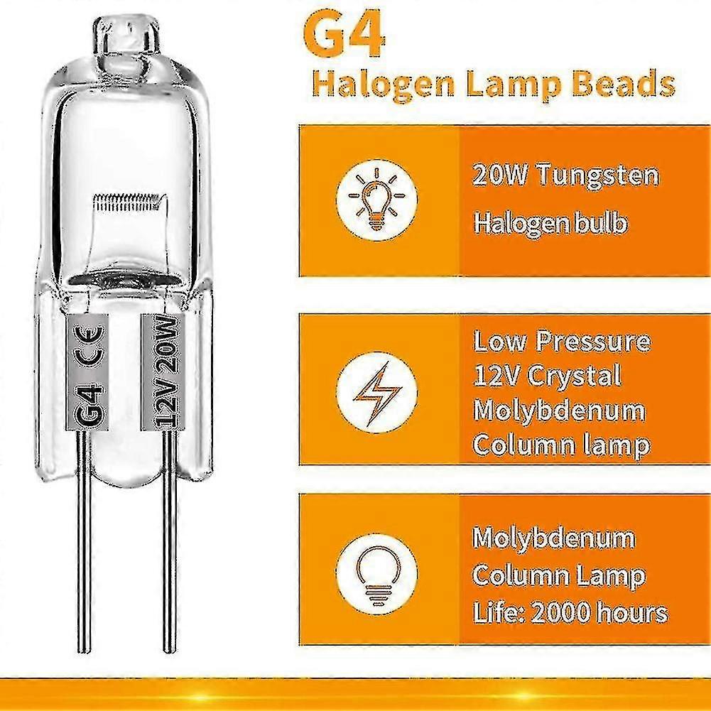 G4 Halogen Bulbs,20w 12v Halogen Light Bulbs 2 Pin Clear Lamp Bulb,for ...