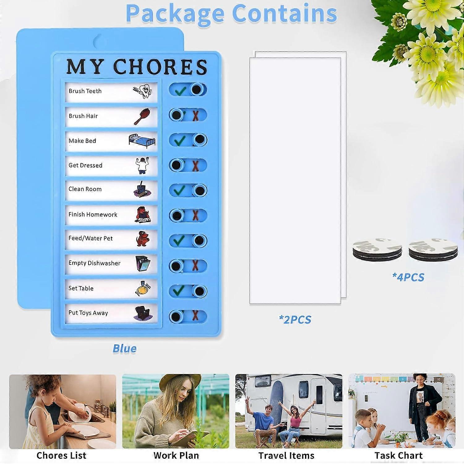 Chore Chart for Kids My Chores Routine Chart,Blank Plastic Checklist ...