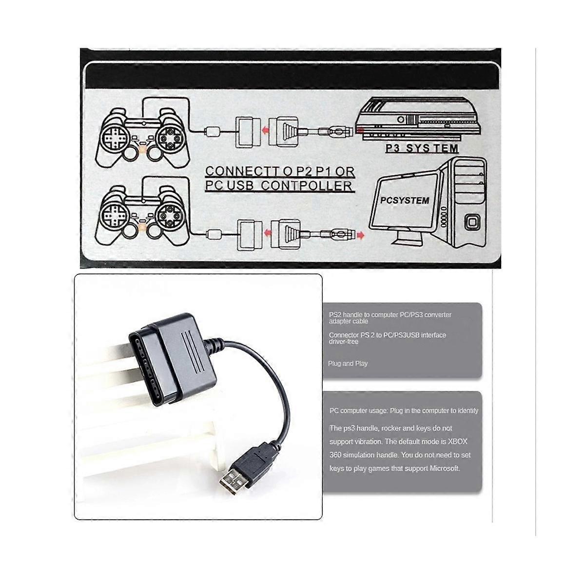 USB Adapter Converter Cable for PS2 Dualshock Joypad GamePad to PS3 PC ...