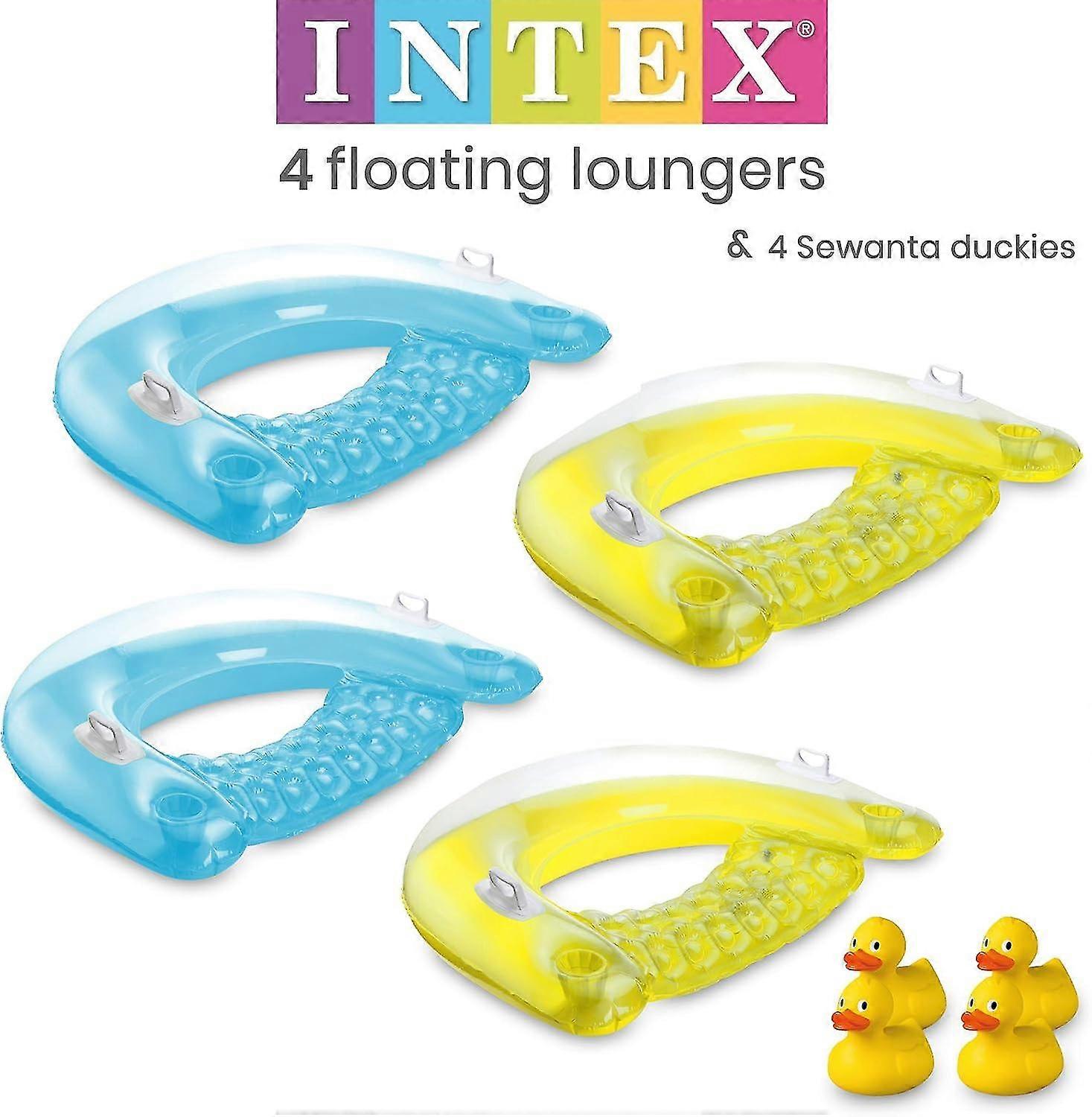 Inflatable Chair Floats with Cup Holders [Set of 4] Sit 'N Float ...