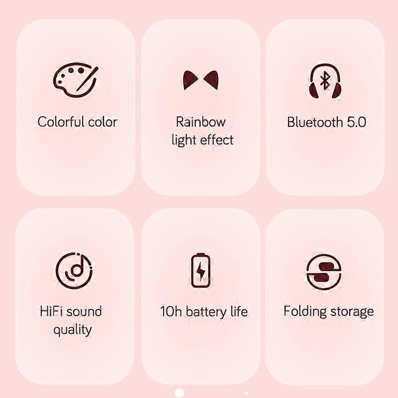 RGB Cat Ear Headphones Bluetooth 5.0 Noise Cancelling Adults Kid Girl ...