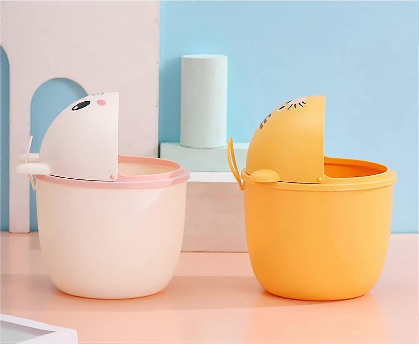 Small Wastebasket Bin with Lid Desktop Tiny Trash Can Cute Bear Waste ...