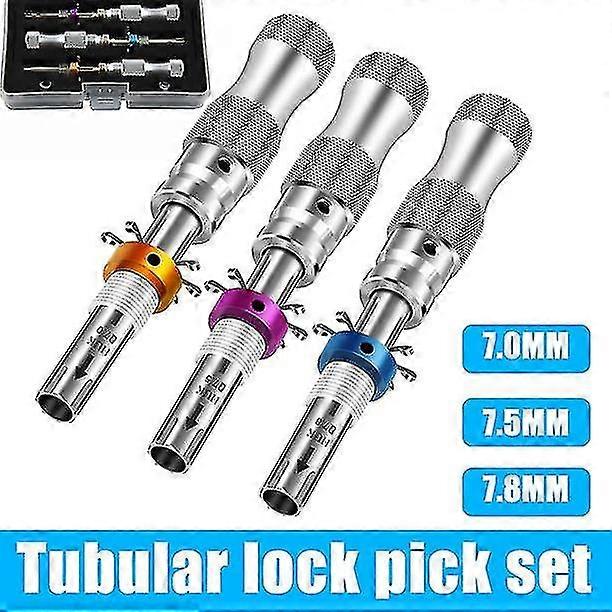 Locksmith Tool Kit Stainless Steel 7/7.5/7.8mm Tubular Lock Pick Tool ...