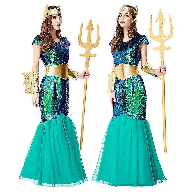 Ancient Greek Sea Siren Cosplay Mermaid Queen Costume Halloween ...