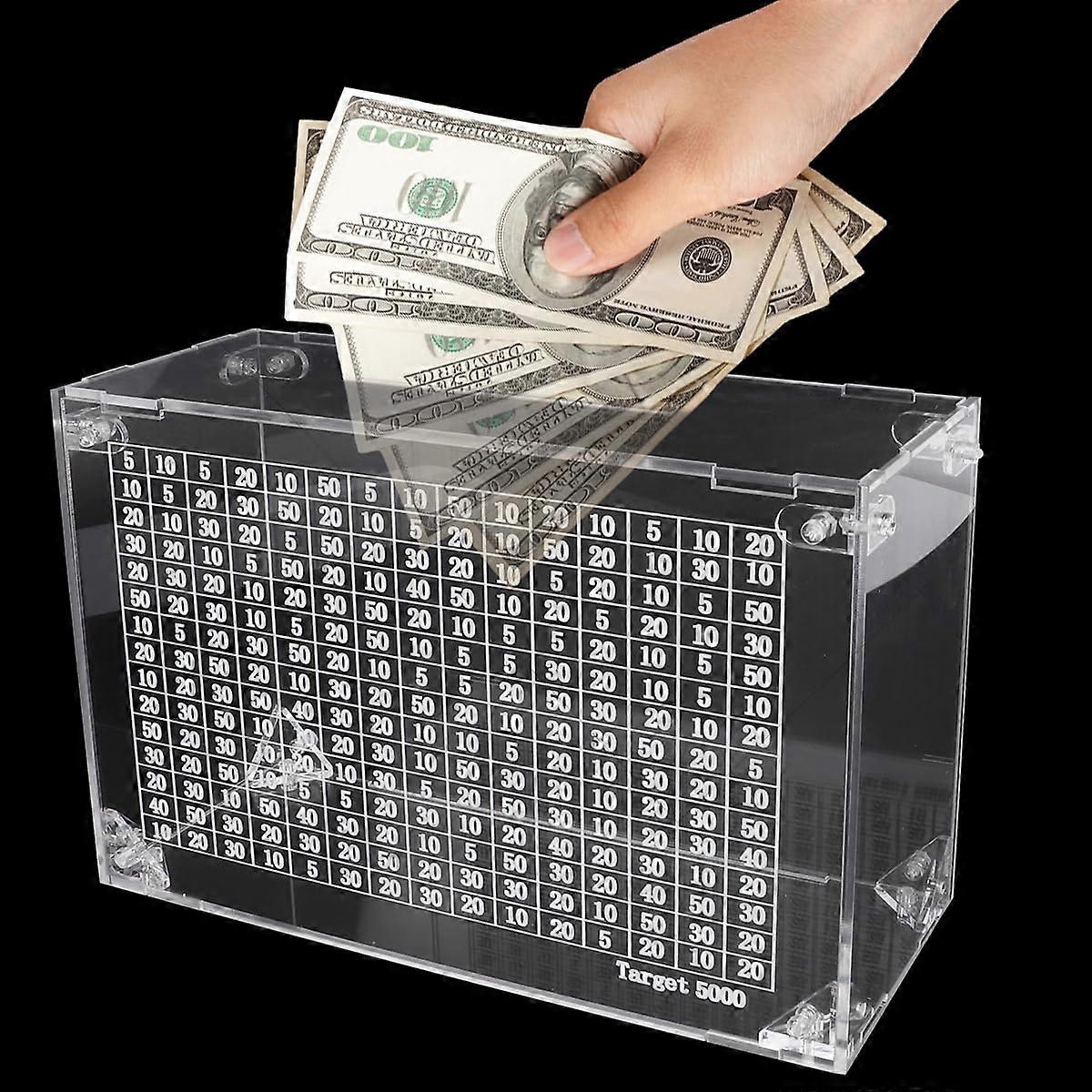 Transparent money box with numbers, money box 5000 euros, acrylic ...