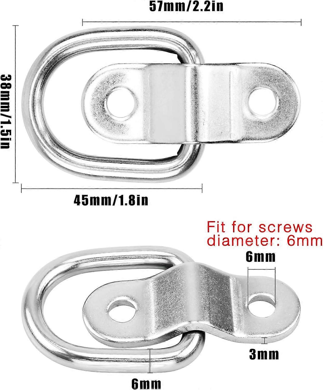 4 Pack D-Ring Anchor Tie Downs Lashing Rings Tie Down Anchors for Trailer, Stainless Steel D ...