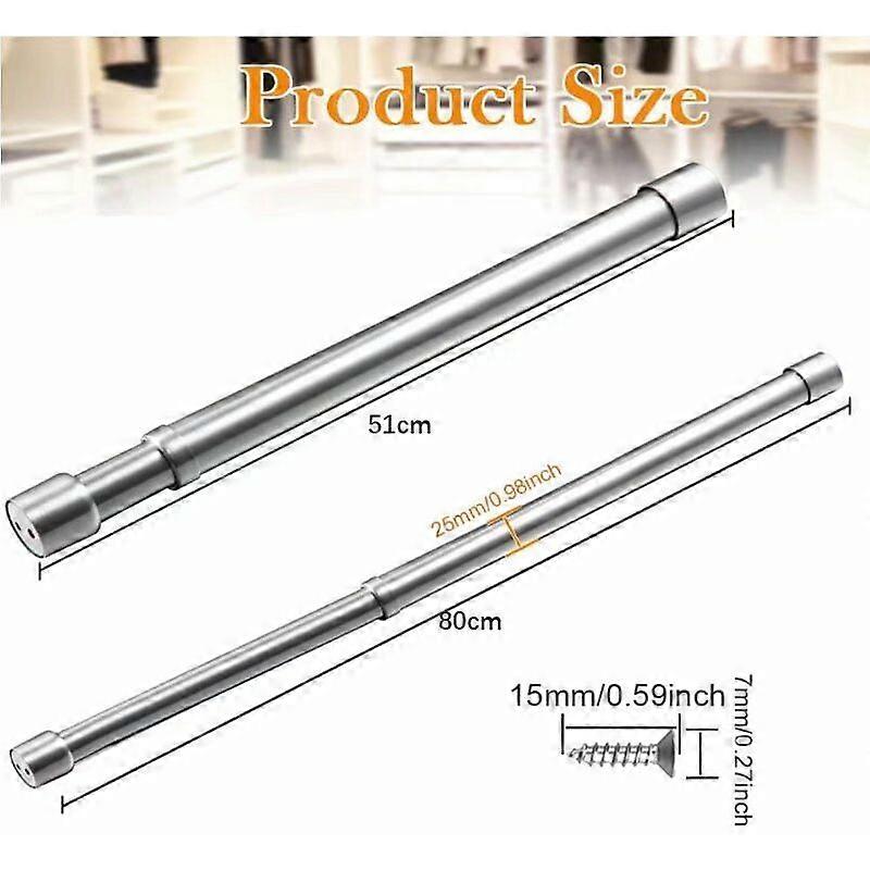 Extendable Stainless Steel Wardrobe Rod 51cm to 80cm Adjustable ...