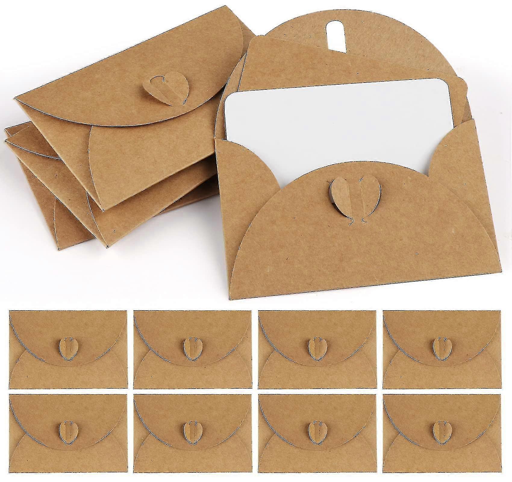 100 Kraft Paper Envelopes With 100 Blank Paper Cards, Mini Envelopes ...