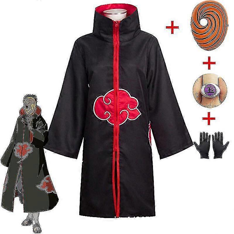 Tobi Obito Cosplay Costume Akatsuki Long Sleeve Cloak Halloween ...