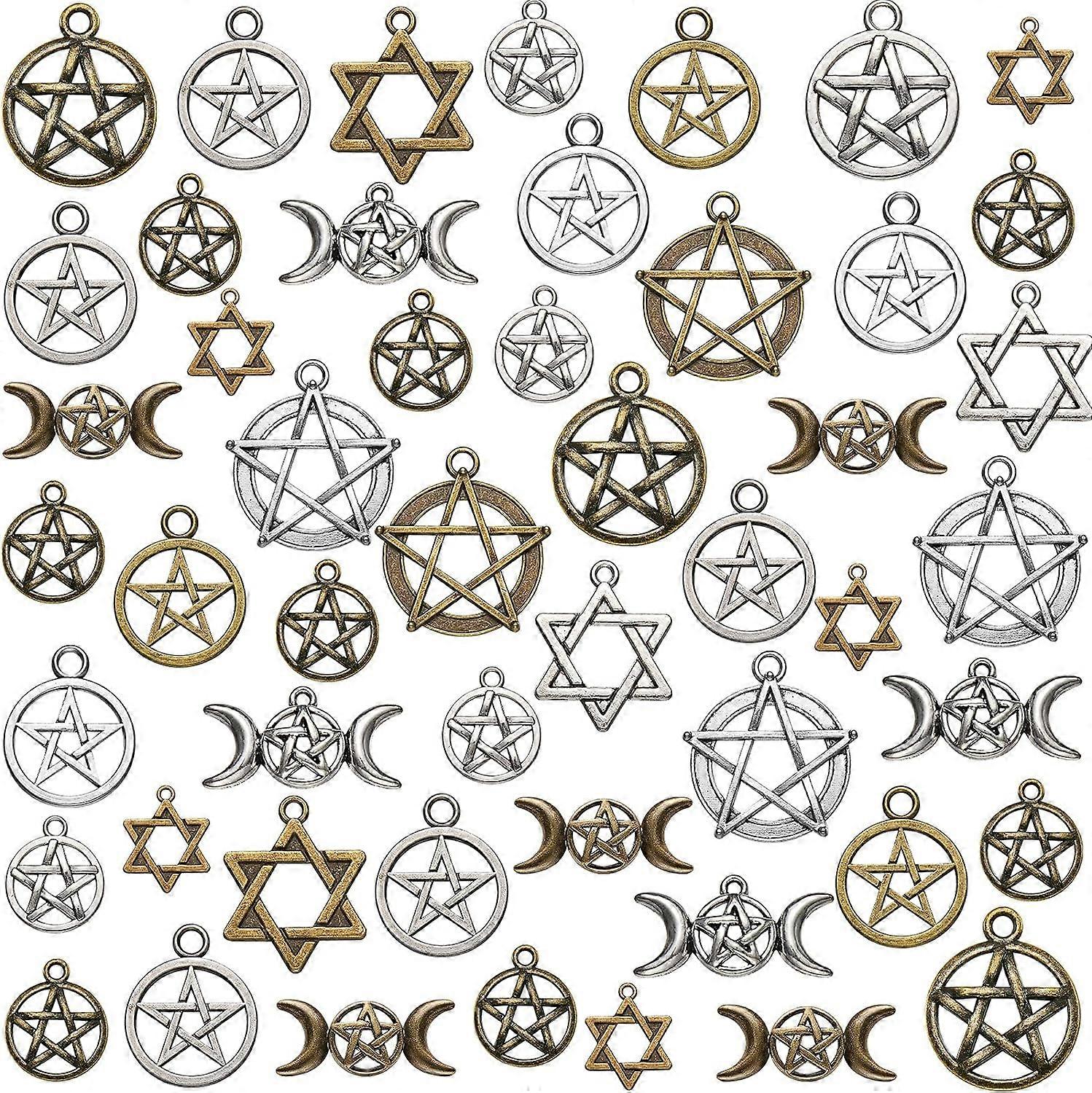 80 Pieces Pentagram Witch Mixed Magic Charms Lucky Charms for DIY ...