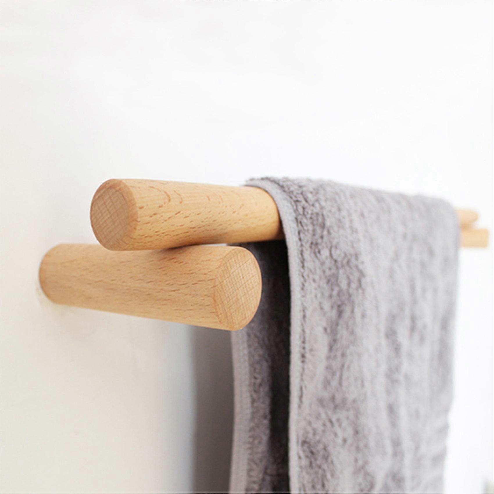 Simple Towel Rack Wood Towel Bar For Bathroom Kitchen Home (30cm ...