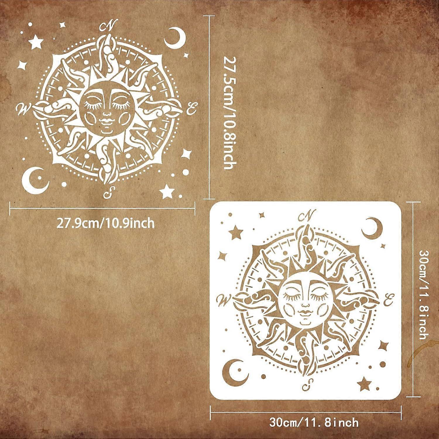 Compass Stencil 30x30cm Sun Stencil Plastic Compass Rose Stencil ...