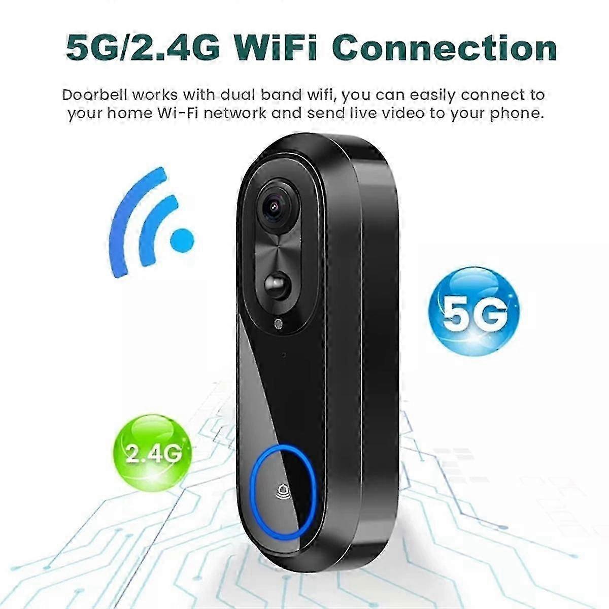 5G 2.4G WiFi Video Doorbell 1080P Wireless Smart Intercom Camera IP65 ...