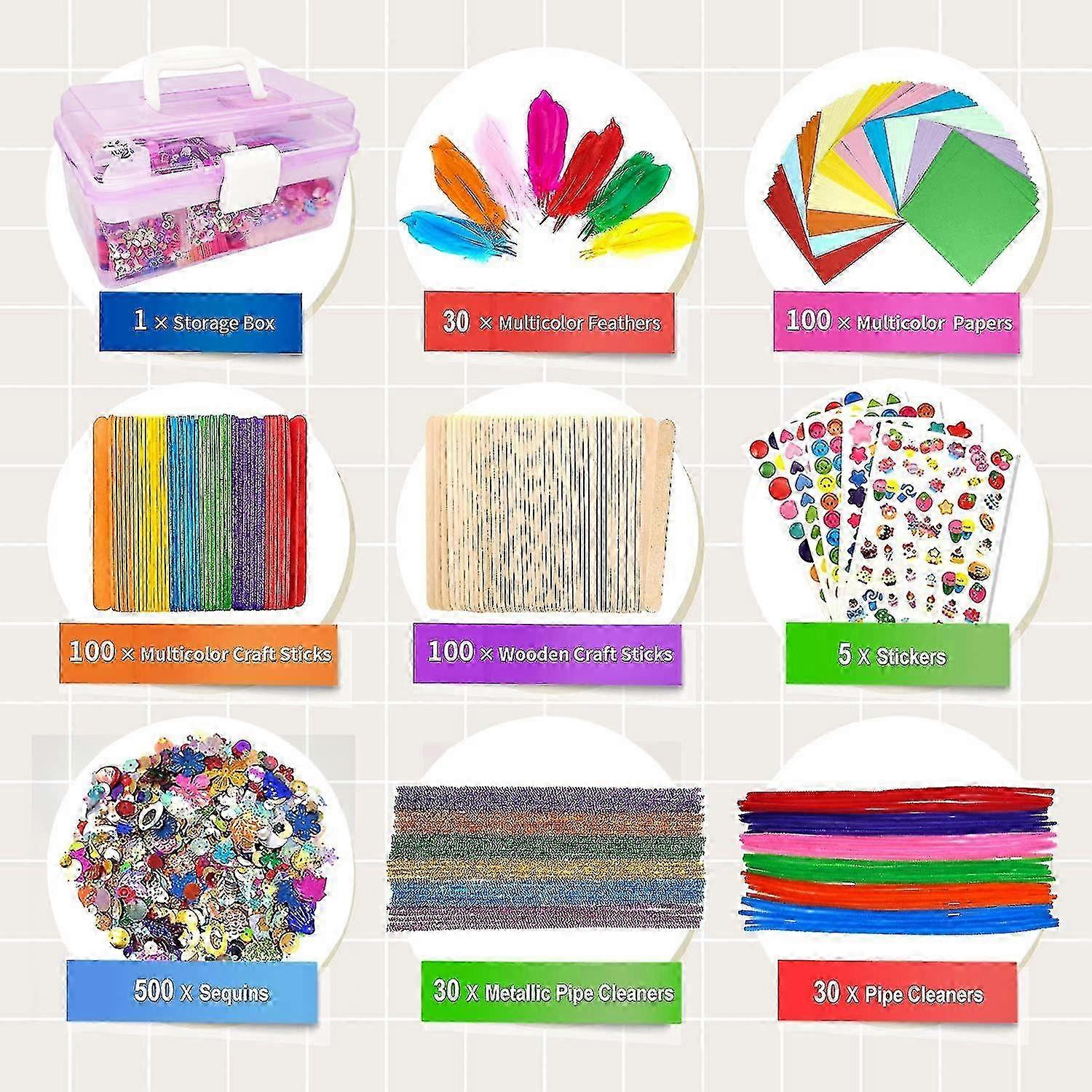 1000+ Pcs Kids Craft Box Kit Toddler Arts And Crafts For Kids Includes ...