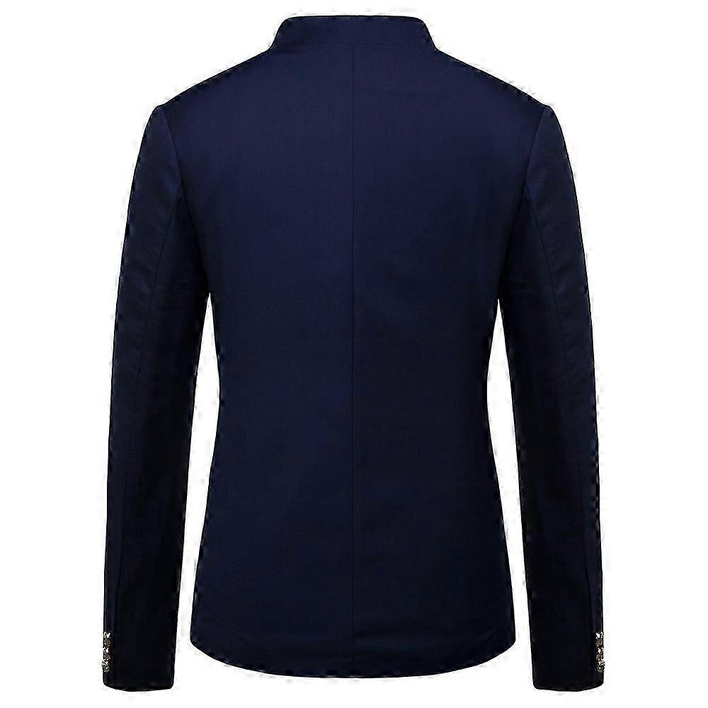 Chinese Style Mandarin Stand Collar Business Casual Wedding Slim Fit ...