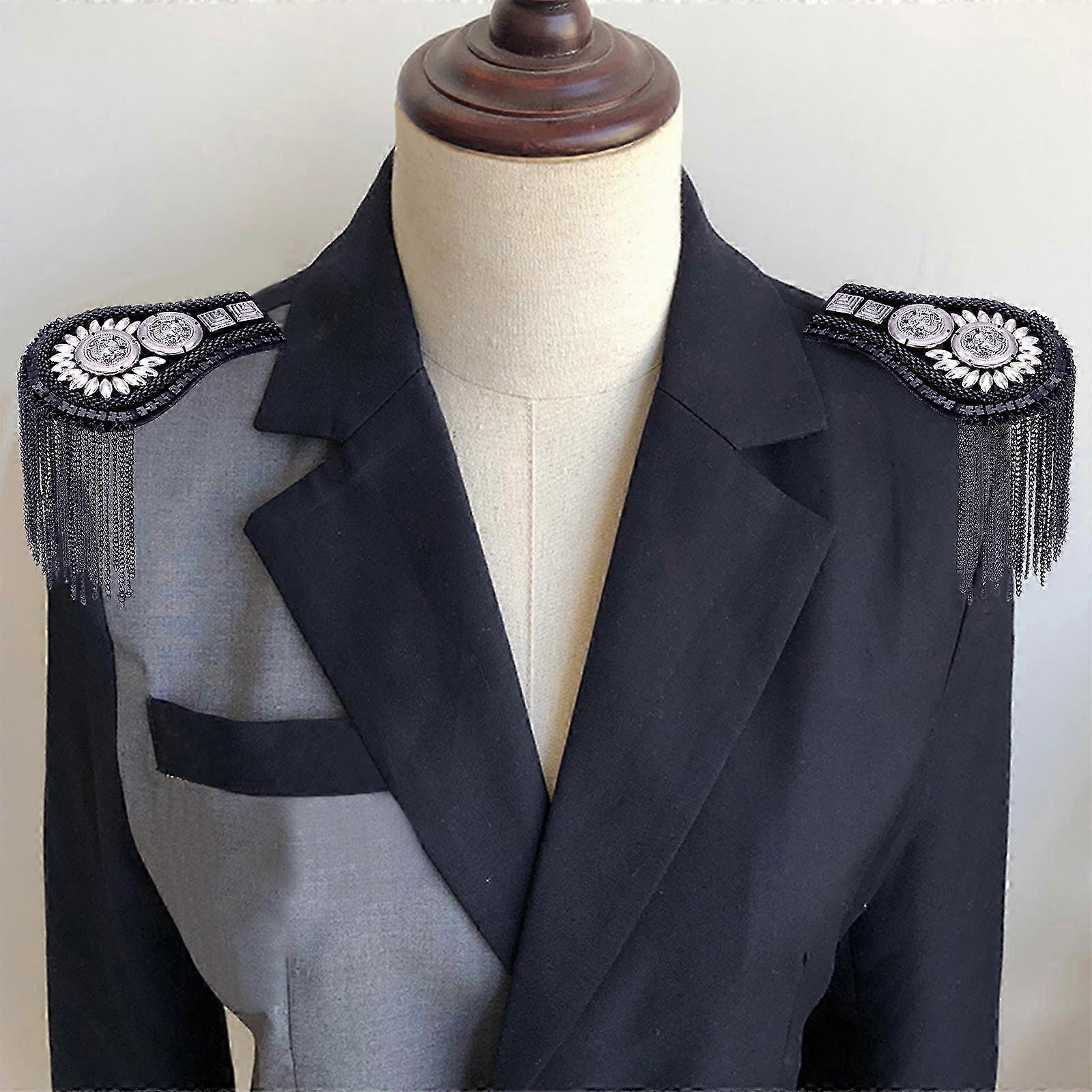 Military Style Epaulettes with Gold Silver Tassel Chain for Suit Jacket ...