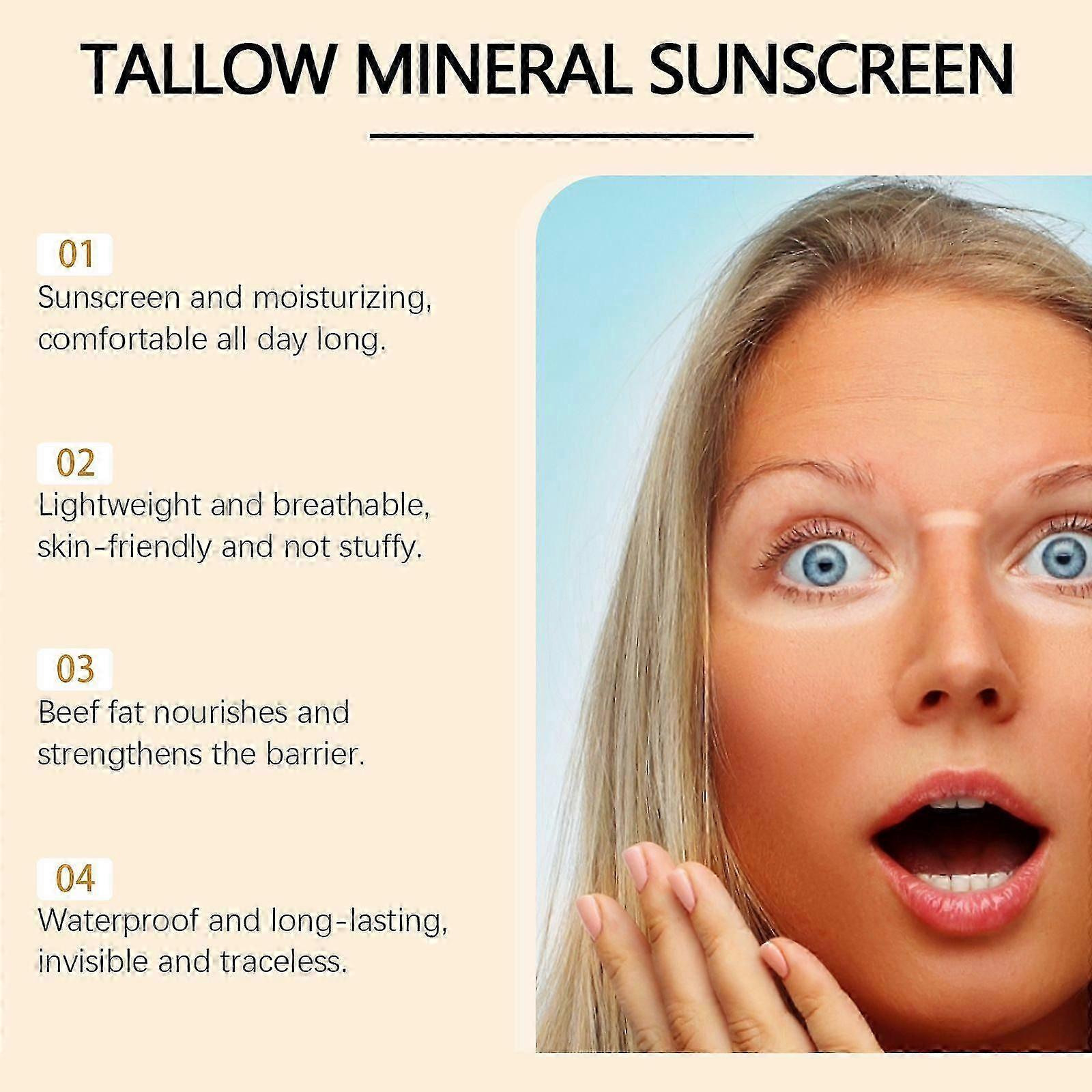 Beef Tallow Sunscreen, Mineral Sunscreen SPF 30, Non Toxic Sunscreen ...