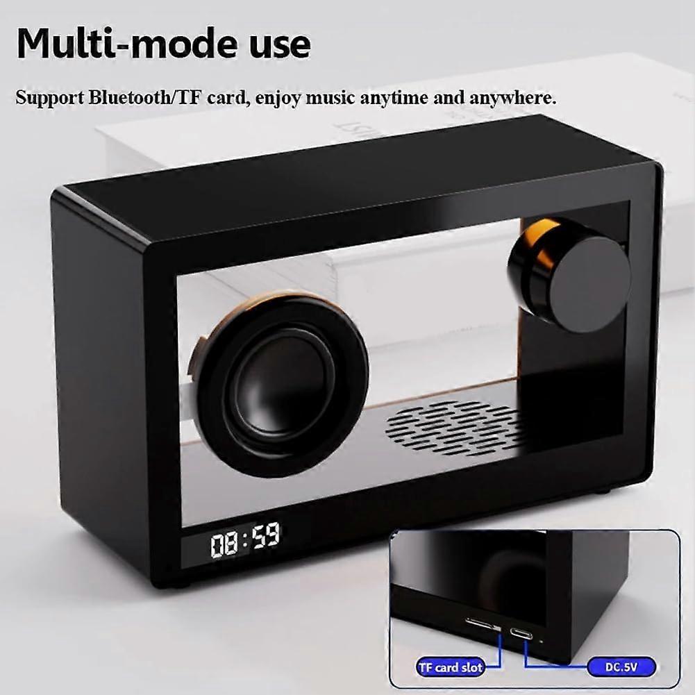 Portable Retro Bluetooth Speaker Clock Wireless HiFi Transparent ...